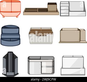 mockup desk organizer cartoon vector illustration Stock Vector Image ...
