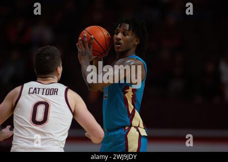 Florida State forward Jamir Watkins (2) drives around Duke's Jeremy ...
