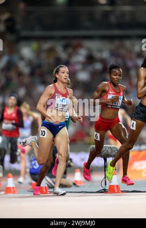 Courtney Wayment participating in the 3000 m Steeplechase at the World ...