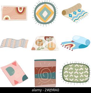 watercolor boho rug cartoon vector illustration Stock Vector Image ...