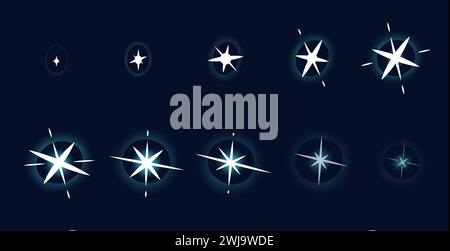Animated shine effect. Magic sparkler explosion frames, glow cracker ...