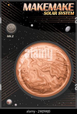 Vector Poster for Haumea, futuristic vertical banner with illustration ...