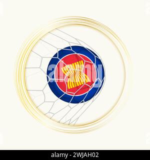 ASEAN flag soccer ball in net. Vector sport illustration Stock Vector ...