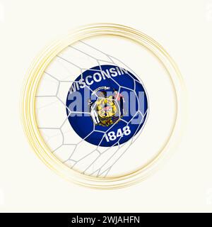 Wisconsin flag soccer ball in net. Vector sport illustration Stock ...