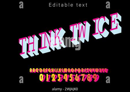 THINK TWICE font style text effect vector Stock Vector Image & Art - Alamy