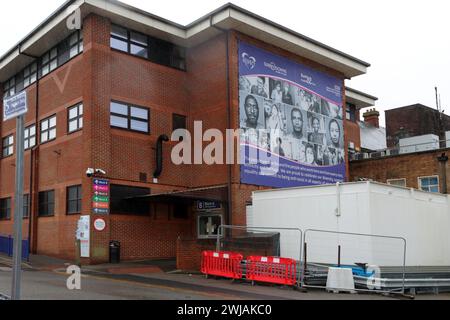 Epsom General Hospital with NHS Poster Outside in the Rain Surrey ...