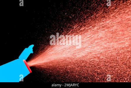 A fine spray of glass cleaner, colored against black background Stock ...