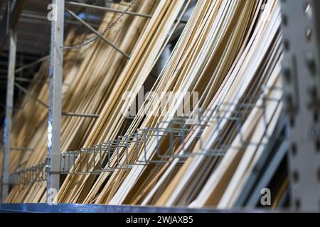 Wooden floor plinth, assortment of baseboard. Production of ...