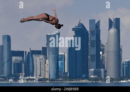 Kaylea Arnett of the United States competes in the women's 20m platform ...