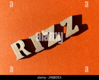 Rizz, Gen Z slang for Charisma, word in wooden alphabet letters ...