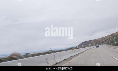 Gloomy Winter Drive by Rincon Beach, Highway 101 Stock Photo - Alamy