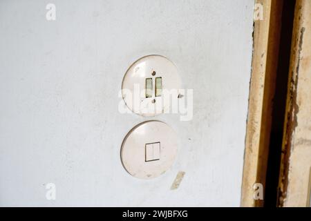 Old light switches in a lost place in a forgotten time Stock Photo - Alamy