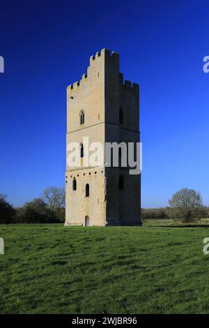 View over the South Kyme Keep, a 14th-century tower on a Saxon moated ...