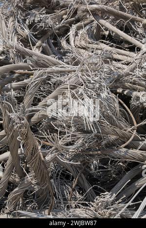 Discarded steel wire cables at scrap metal recycling yard Stock Photo ...