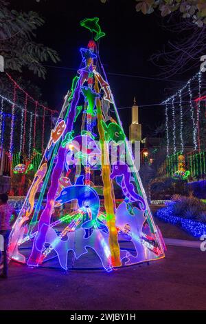 Christmas lights decorate the National Park in Bogota, Colombia ...