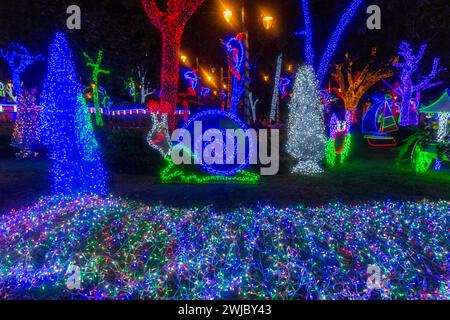 Christmas lights decorate the National Park in Bogota, Colombia ...