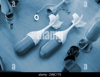 Prototype model of rocket bomb tip printed on 3D printer. Small models ...