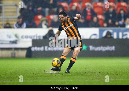 Lewis Coyle of Hull City clears the ball off the line in injury time ...