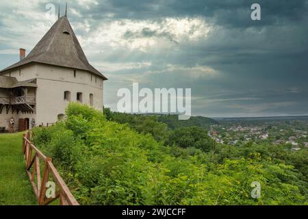 Medieval Halych Castle under stormy sky. Ivano-Frankivsk region ...