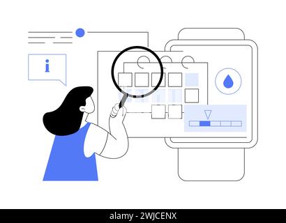 Smartwatch female health tracking isolated cartoon vector illustrations ...
