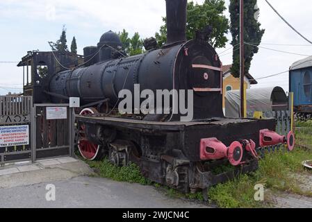 Disused OSE Greek Railways steam locomotives on display at Thessaloniki ...