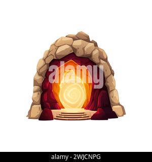 Magic gate portal door ui futuristic game cartoon set. Green and blue ...