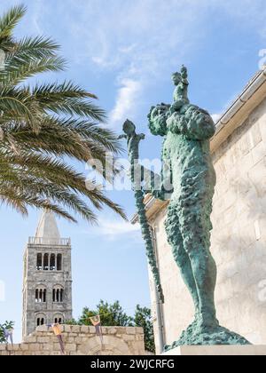 Sculpture of St Christopher, old town centre of Rab, island of Rab ...