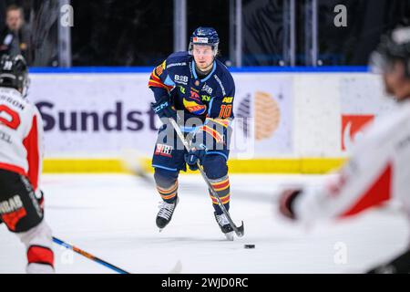 STOCKHOLM 2024-02-14 Djurgårdens Daniel Brodin jublar efter att ha ...