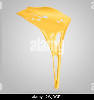 Tasty cheese stretching in air on white background Stock Photo - Alamy