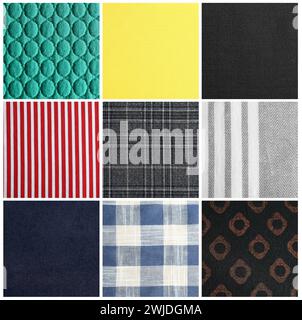 Textures of different colorful fabrics, top view. Banner design Stock ...