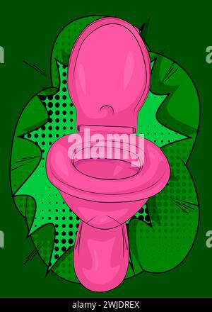 Cartoon Flush Toilet, comic book Restroom. Retro vector comics pop art ...