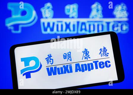 In this photo illustration, a Wuxi AppTec logo is displayed on the ...