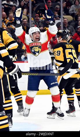 Florida Panthers center Anton Lundell, left, is knocked down by Dallas ...