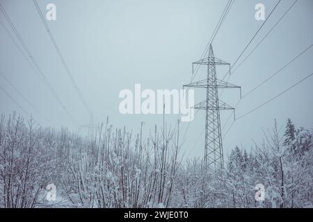 electrical wires in the ice Stock Photo - Alamy