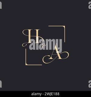HA simple outline concept logo and circle of initial design black and ...
