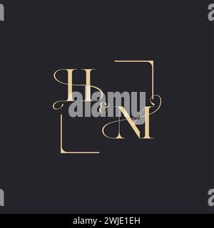 HM simple outline concept logo and circle of initial design black and ...