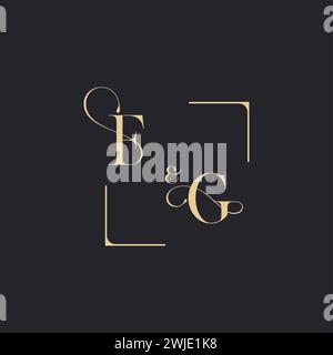 FG Initial Letter Gold calligraphic feminine floral hand drawn heraldic monogram antique vintage ...