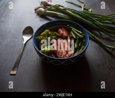 Healthy food ingredient saute vegetables served in a bowl Stock Photo ...