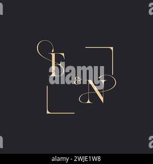 FN simple outline concept logo and circle of initial design black and ...