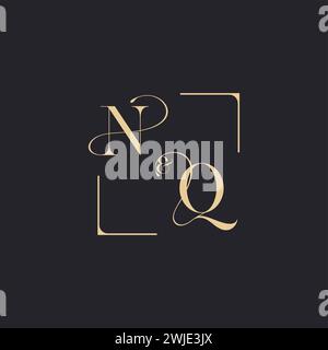 NQ simple outline concept logo and circle of initial design black and ...