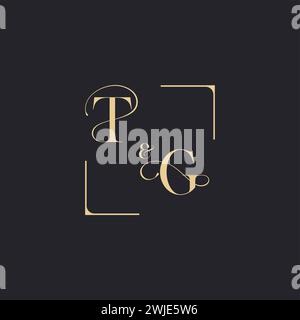 TG simple outline concept logo and circle of initial design black and ...