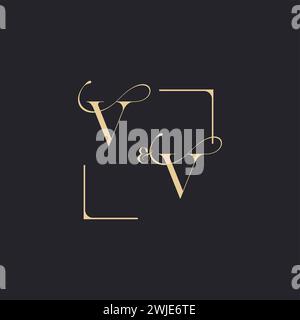 VV simple outline concept logo and circle of initial design black and ...