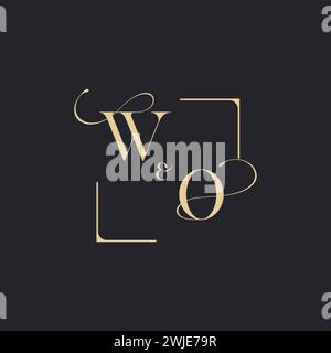 WO simple outline concept logo and circle of initial design black and ...