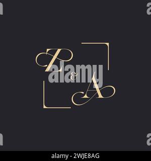 ZA simple outline concept logo and circle of initial design black and ...