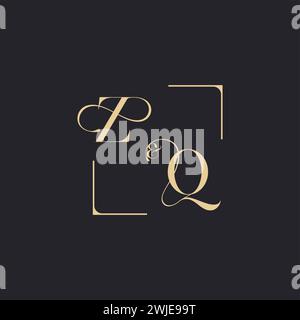 ZQ Logo monogram with vintage overlapping linked style on white design ...