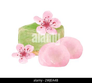 Hanami season desserts, traditional Japanese cuisine. Mochi dessert ...