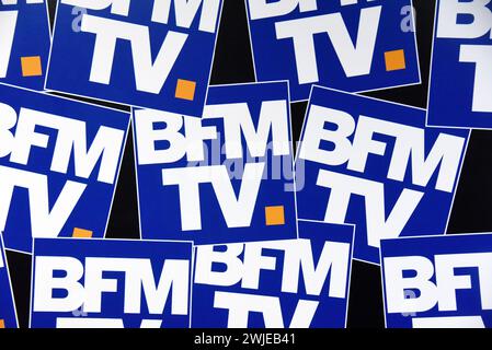Logos of the French news broadcast television network BFM TV Stock ...