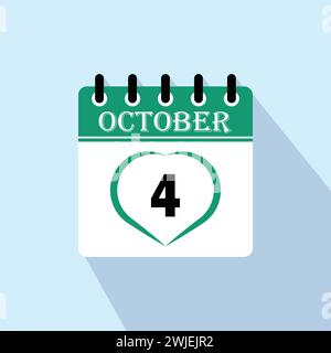 October, 4th calendar icon vector, concept of schedule, business and ...