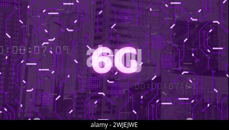 Image of 6g text, cityscape and connections Stock Photo - Alamy