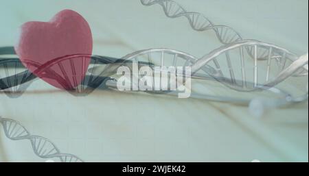 Image of dna strands and scope scanning over stethoscope and heart ...